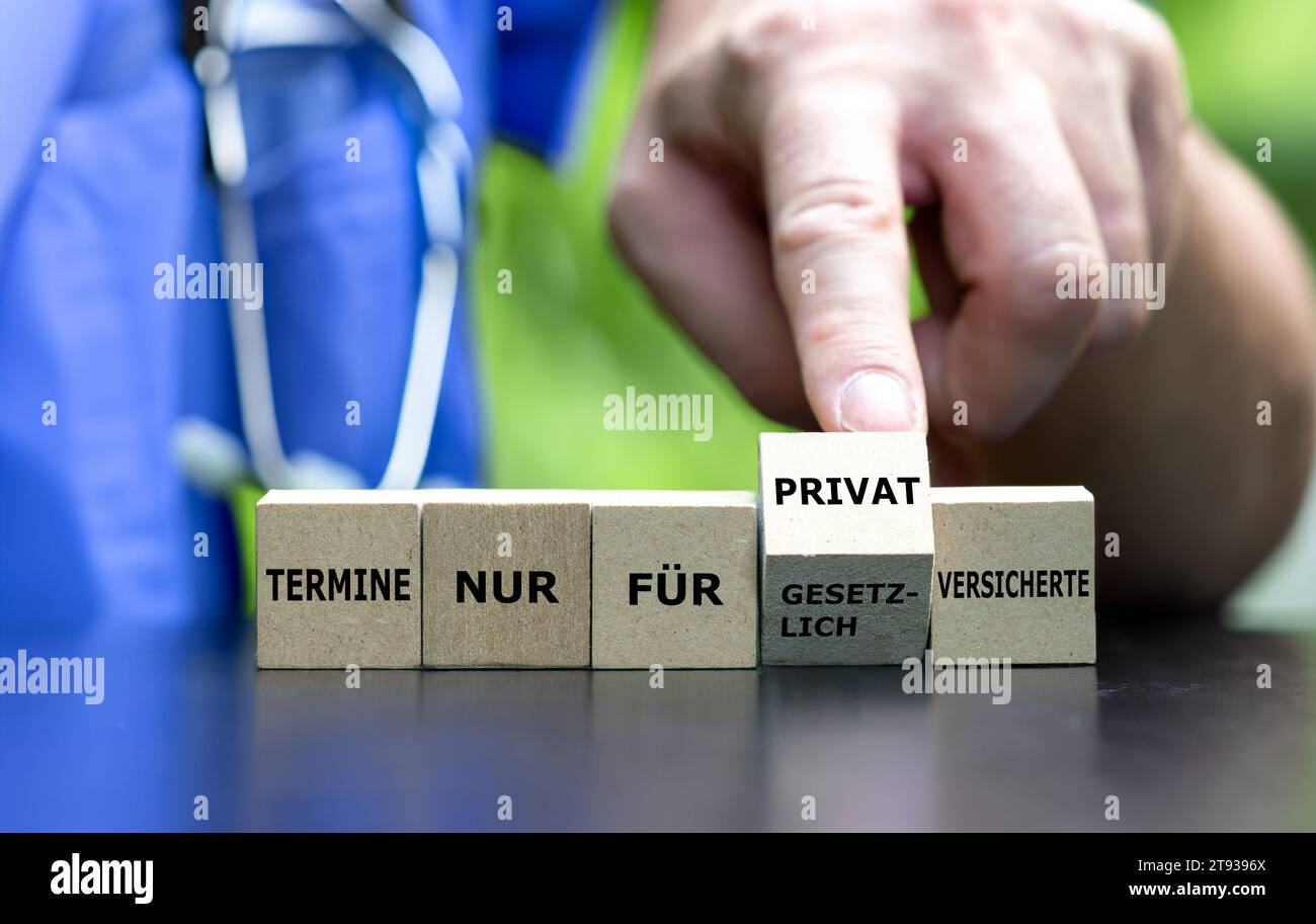 Wooden cubes form the German expression 'Termine nur fuer privat ...