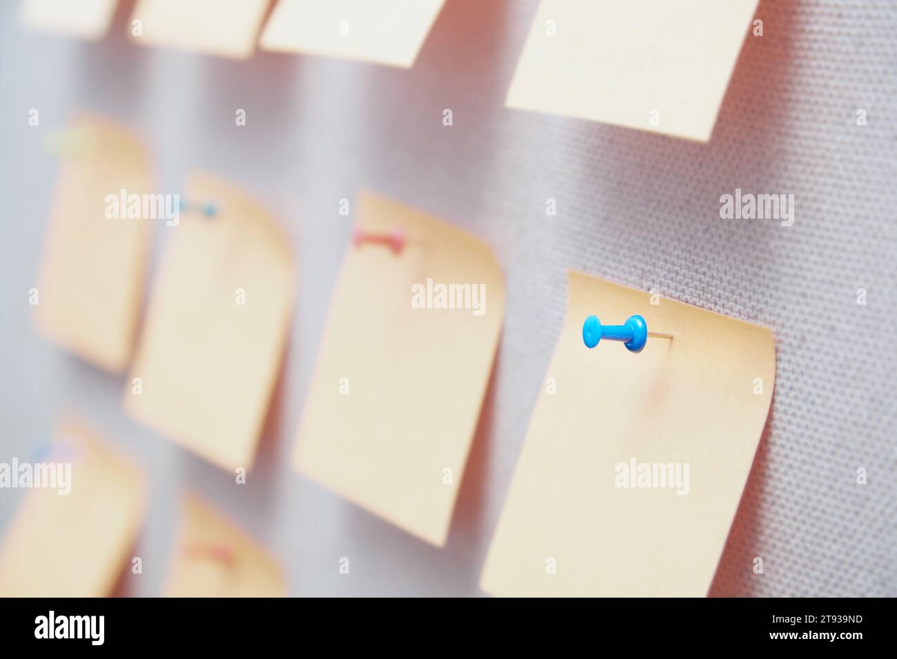 Sticky notes on a bulletin board. Close-up view Stock Photo - Alamy