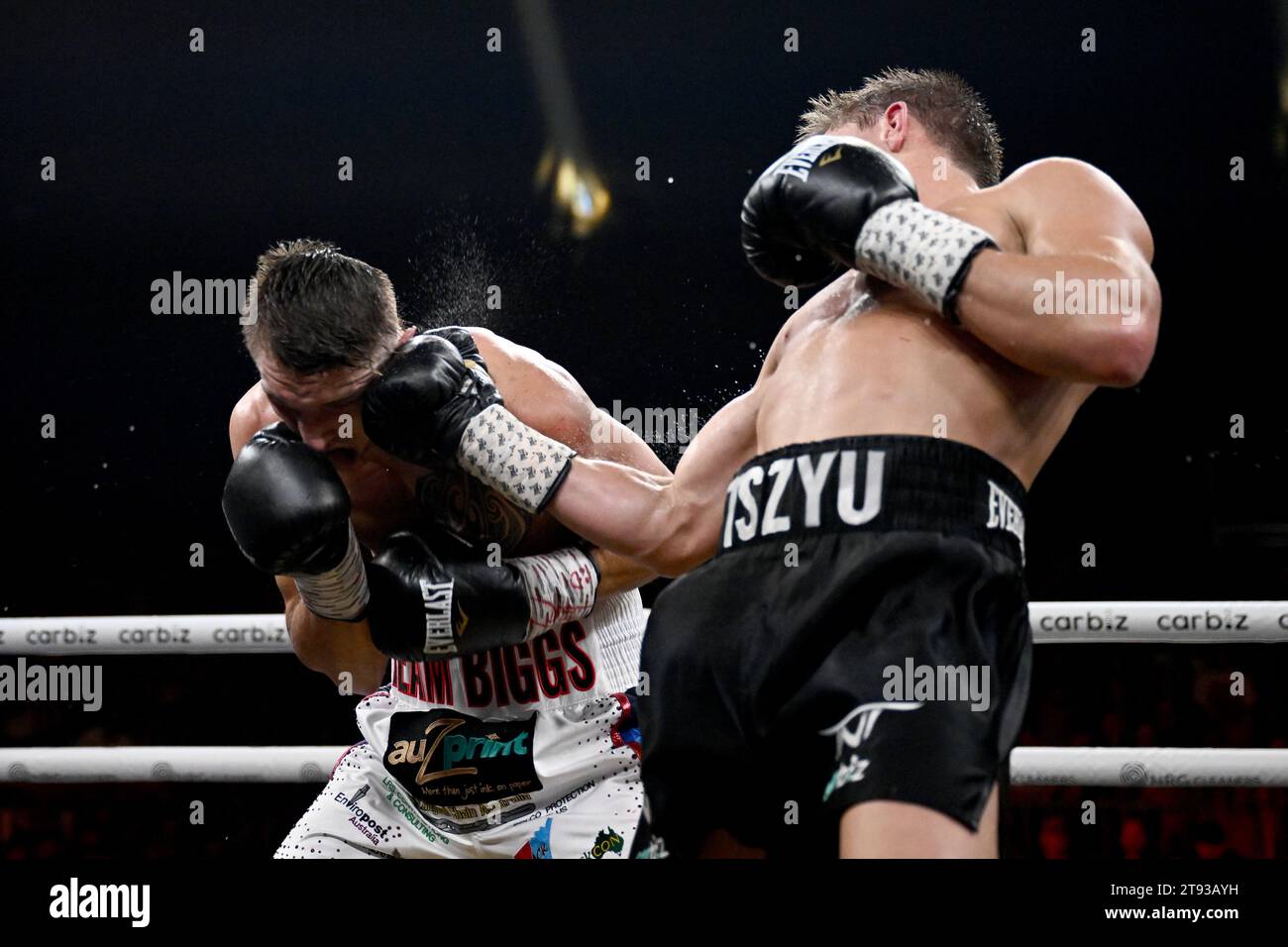 Newcastle, Australia. 22nd Nov, 2023. Nikita Tszyu (right) and Dylan ...