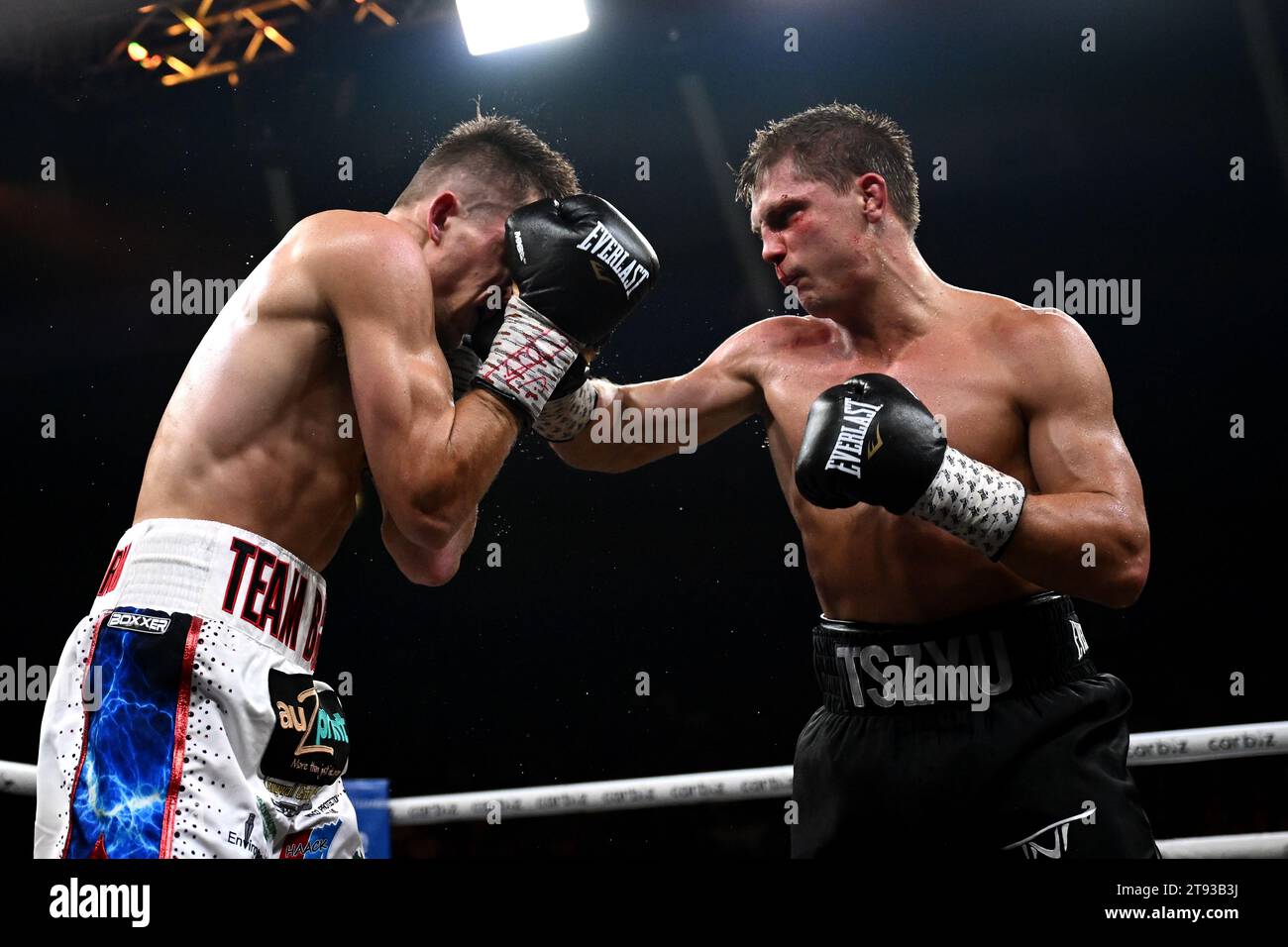 Newcastle, Australia. 22nd Nov, 2023. Nikita Tszyu (right) and Dylan ...