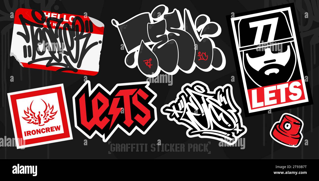 Abstract Colorful Urban Graffiti Style Sticker Bombing With Some Street ...