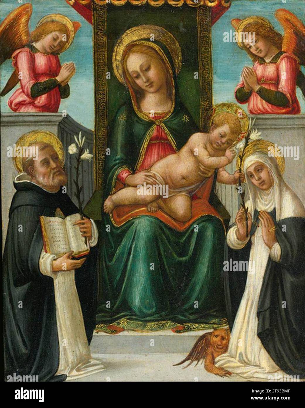 Virgin and Child Enthroned, with Two Dominican Saints and Two Angels ...