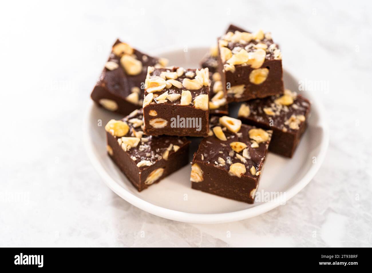 Chocolate hazelnut fudge Stock Photo - Alamy