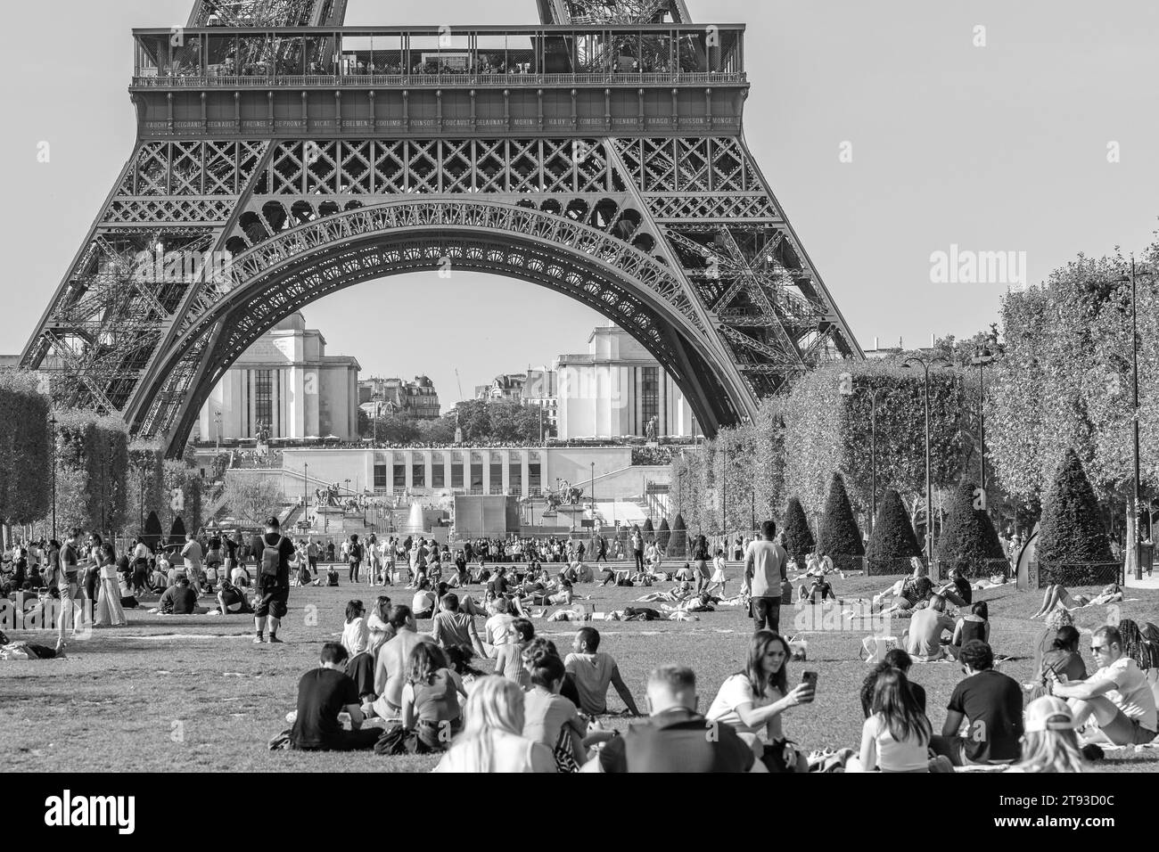 Paris, France - October 8, 2023 : Panoramic view of the Champ de Mars ...