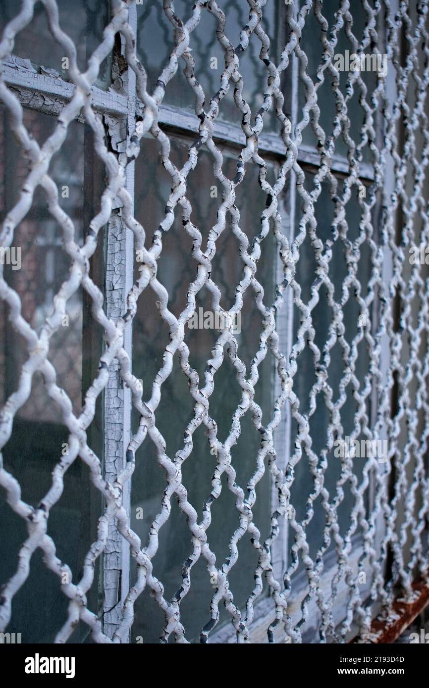 Close up photo of rusty painted window grate for security Stock Photo ...