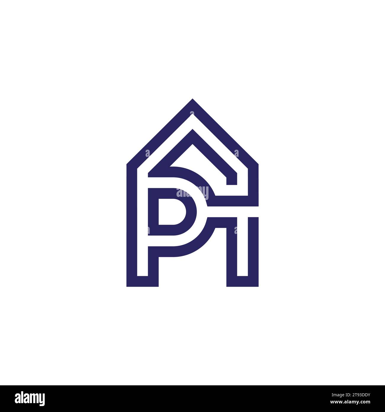 letter pt home simple outline geometric logo vector Stock Vector Image ...