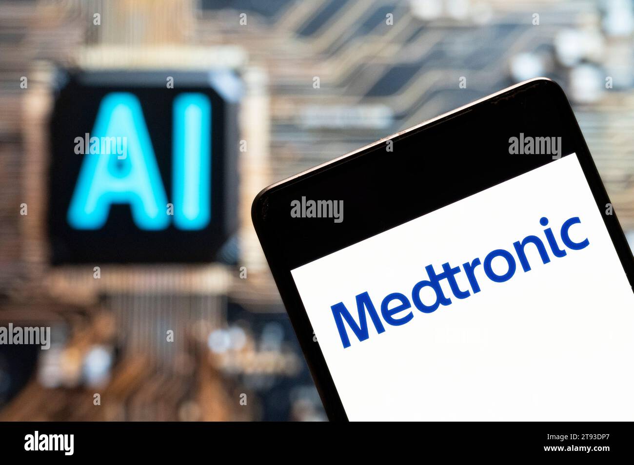 In this photo illustration, the American medical device company ...