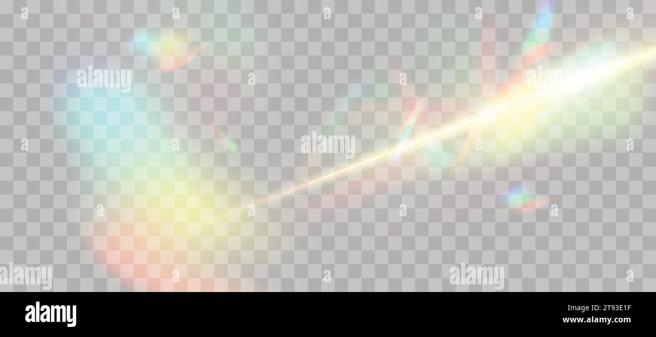 Blurred rainbow refraction overlay effect. Light lens prism effect on ...