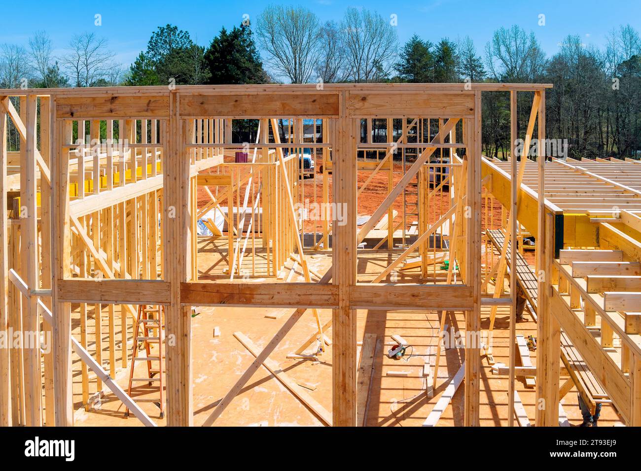 Work progress wooden framing beams hi-res stock photography and images ...