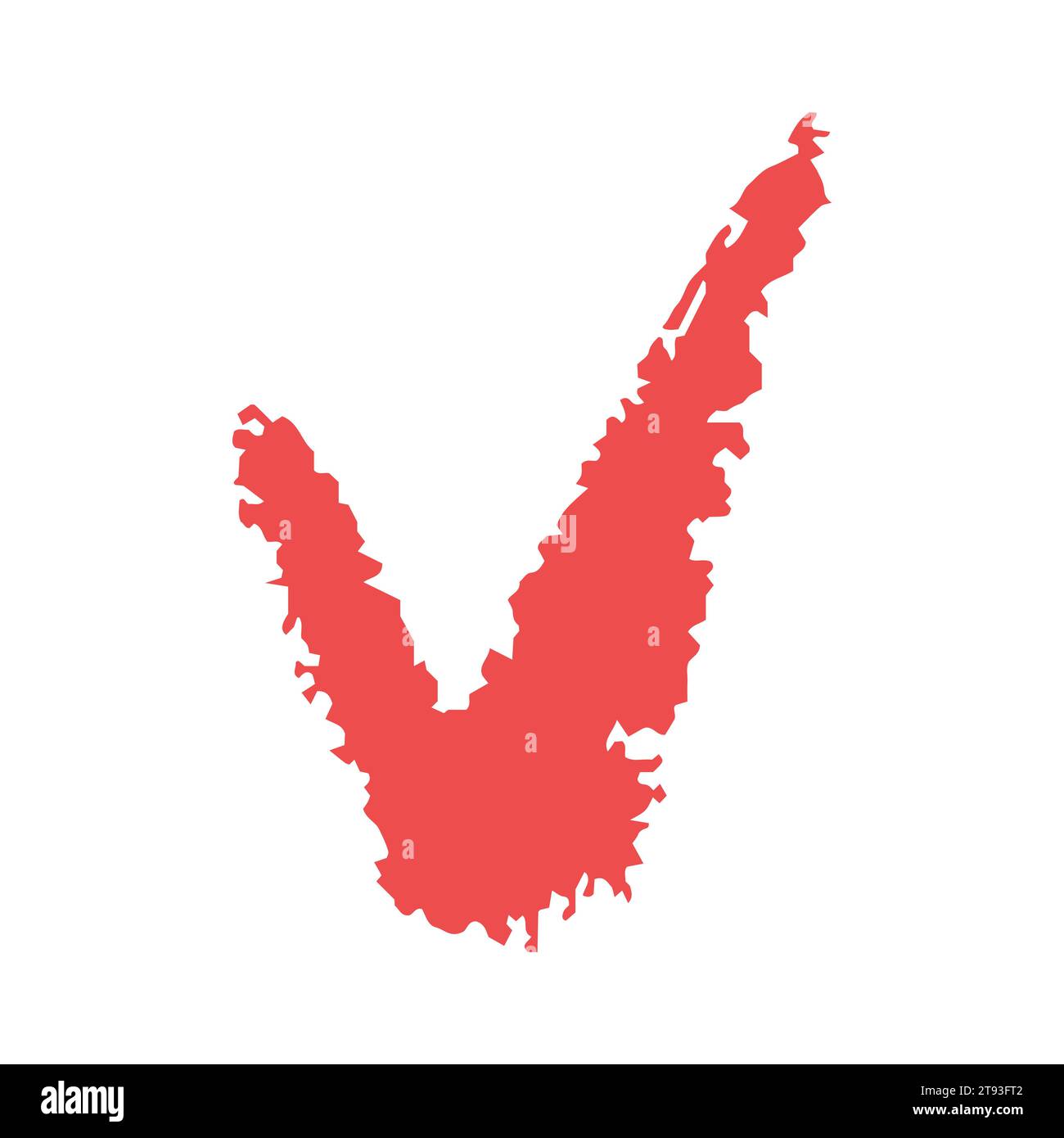 A hand-drawn red check mark in wax crayon. marker stripe, brush stroke ...