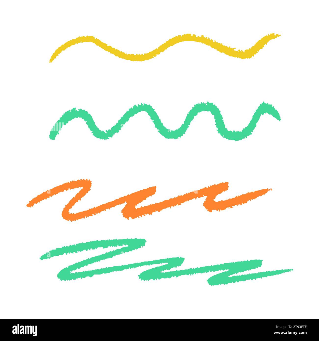 strikethrough colored charcoal crayon underline. doodle colorful wavy ...