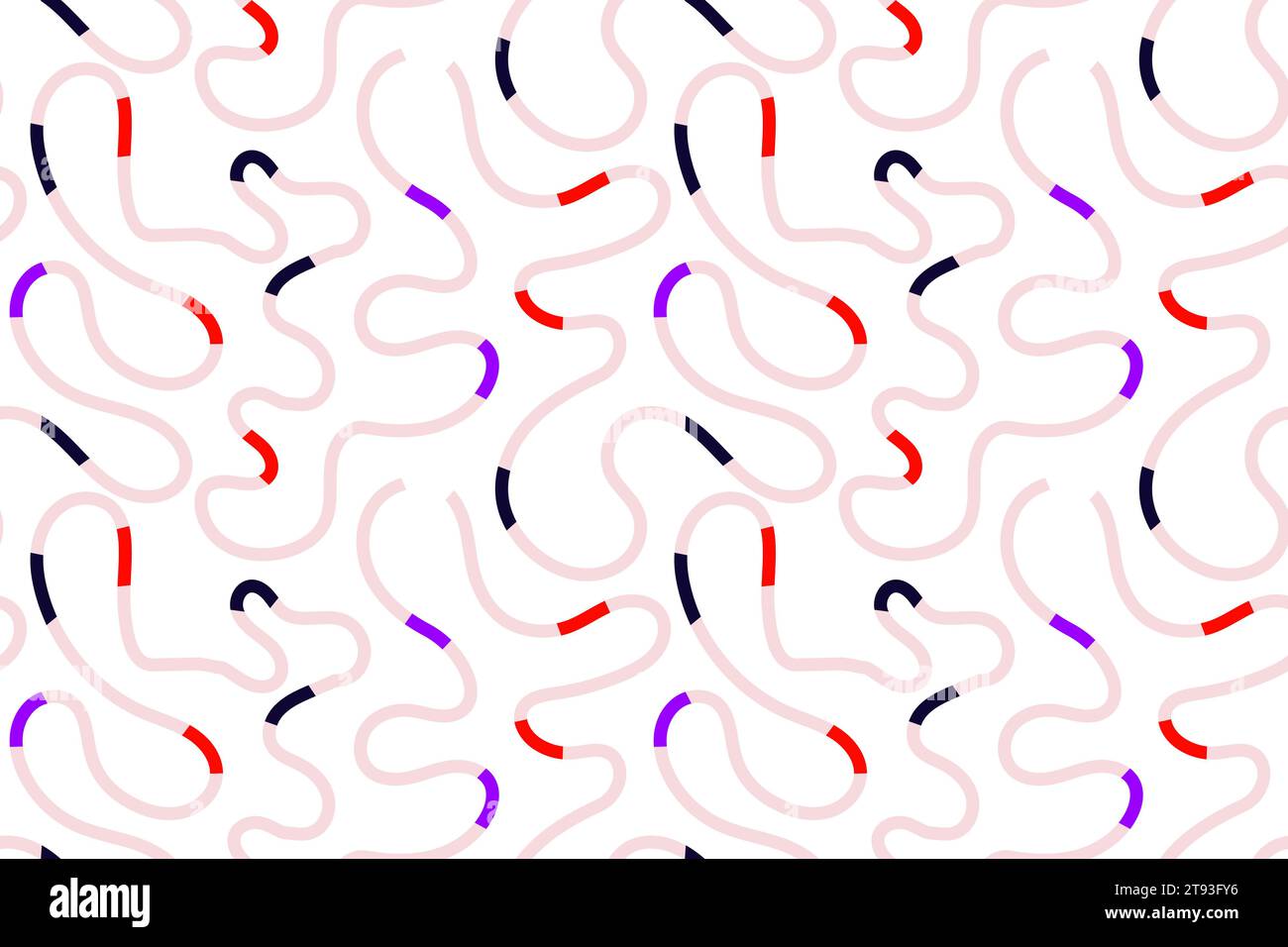 Naive seamless squiggle pattern with bright hand drawn lines on a light ...