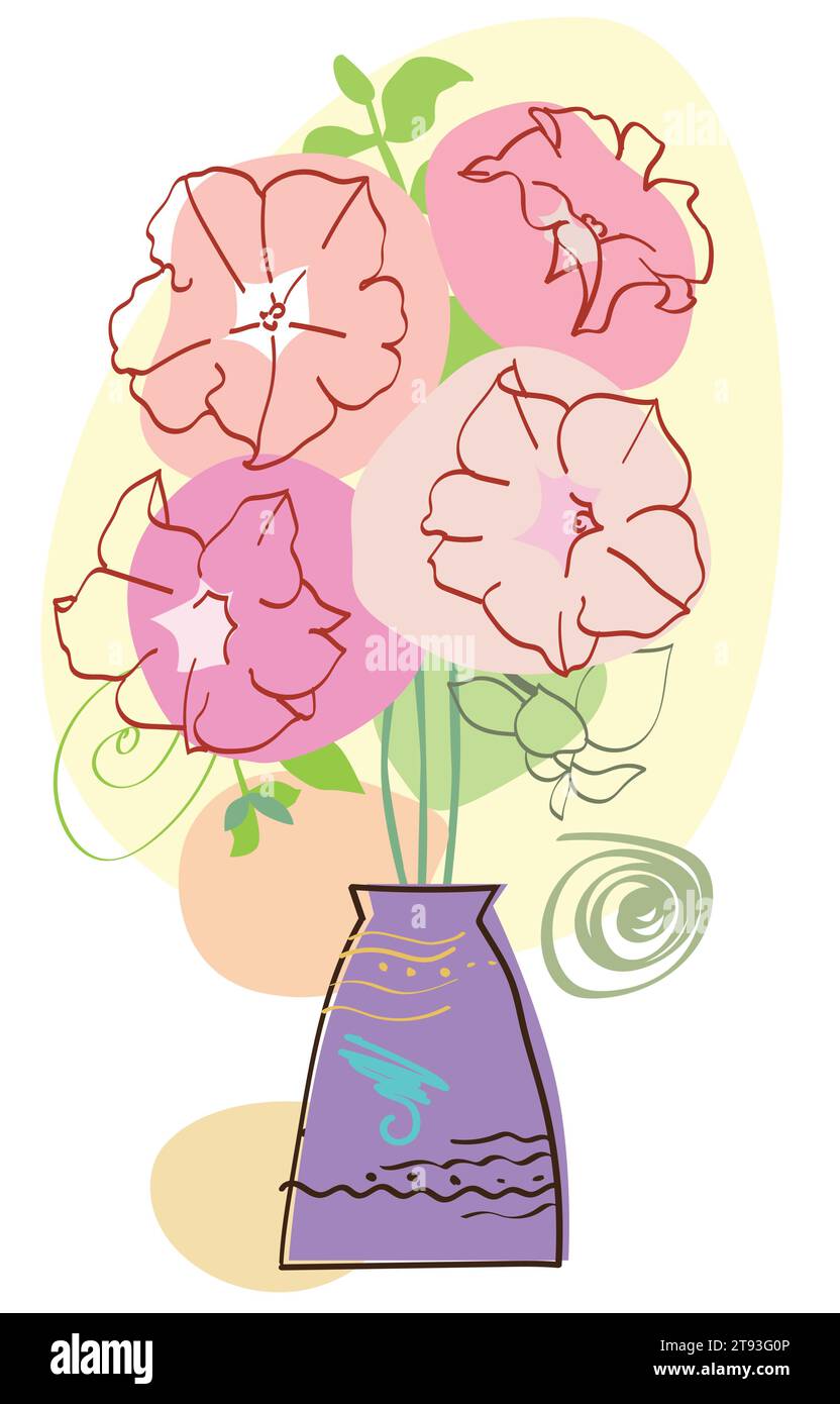 Abstract posters with vases. Trendy still life collage with pot, plant ...