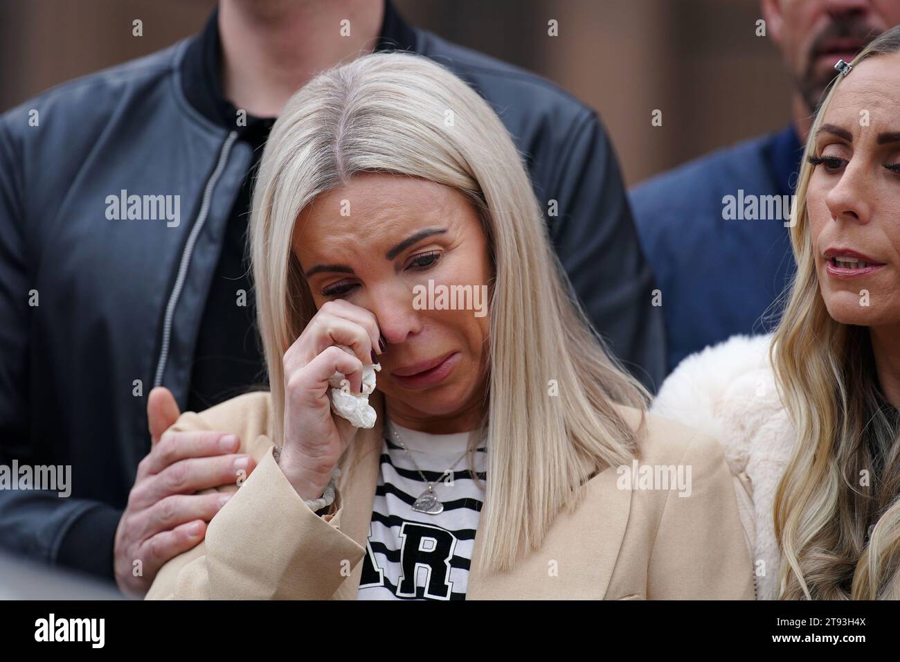 Ashley Dales' mother Julie Dale listens as a statement is read out on ...