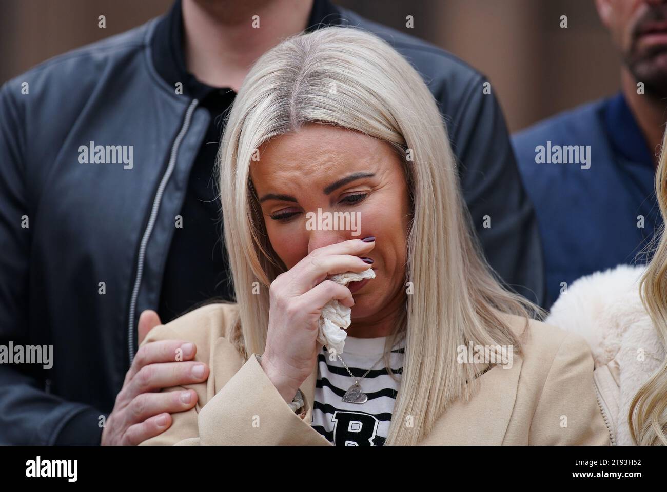 Ashley Dales' mother Julie Dale listens as a statement is read out on ...
