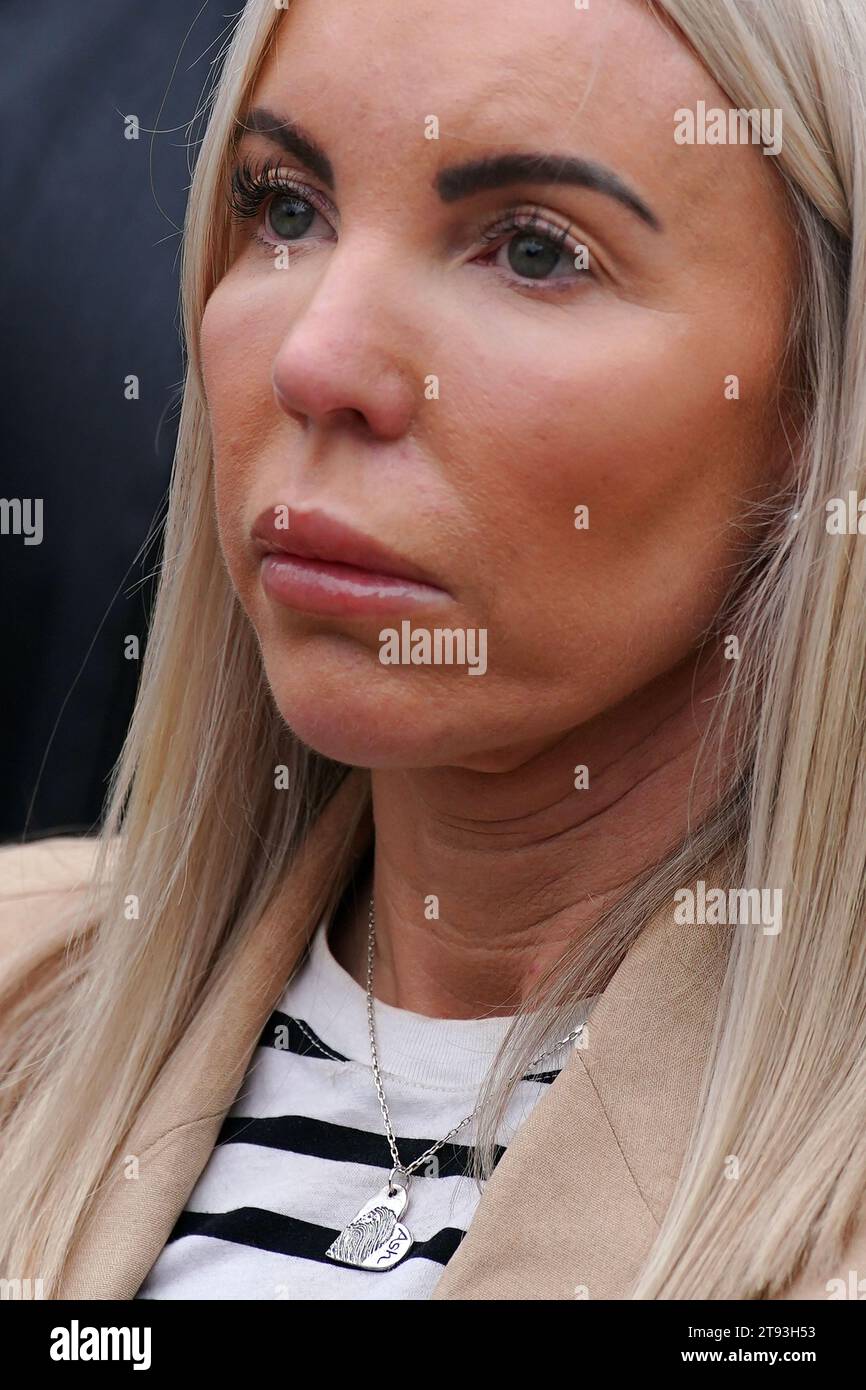 Ashley Dales' mother Julie Dale listens as a statement is read out on ...