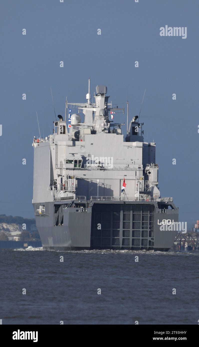 Royal Netherlands Navy warship HNLMS Johan de Witt is pictured inbound for a weekend stay at ...