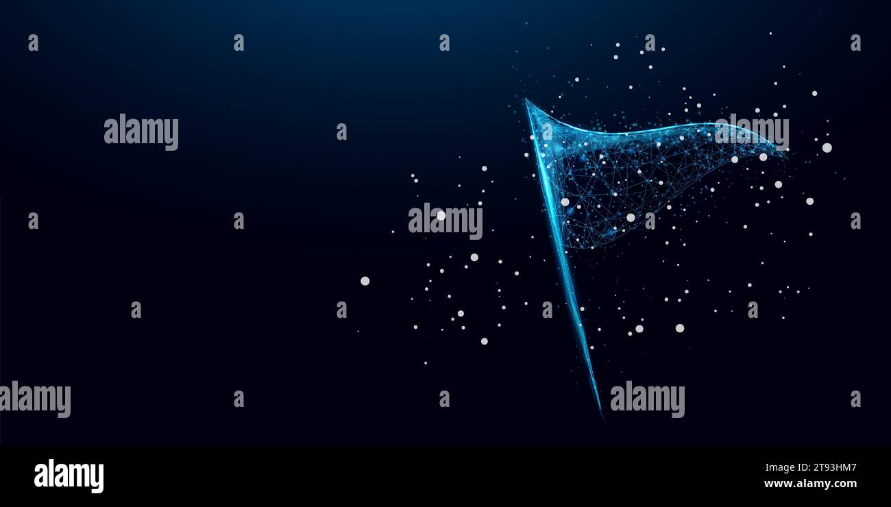 Triangular wireframe flag Waving pennant. Design for business financial ...