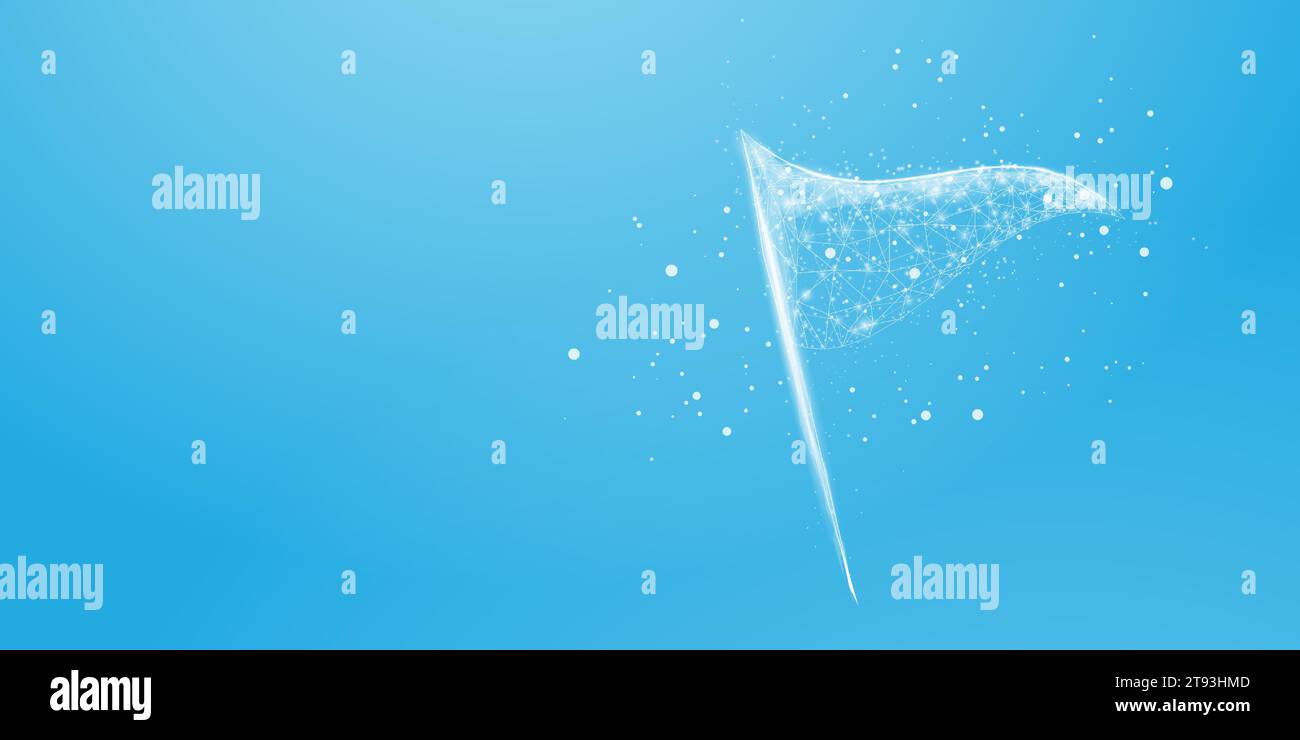 Triangular wireframe flag Waving pennant. Design for business financial ...