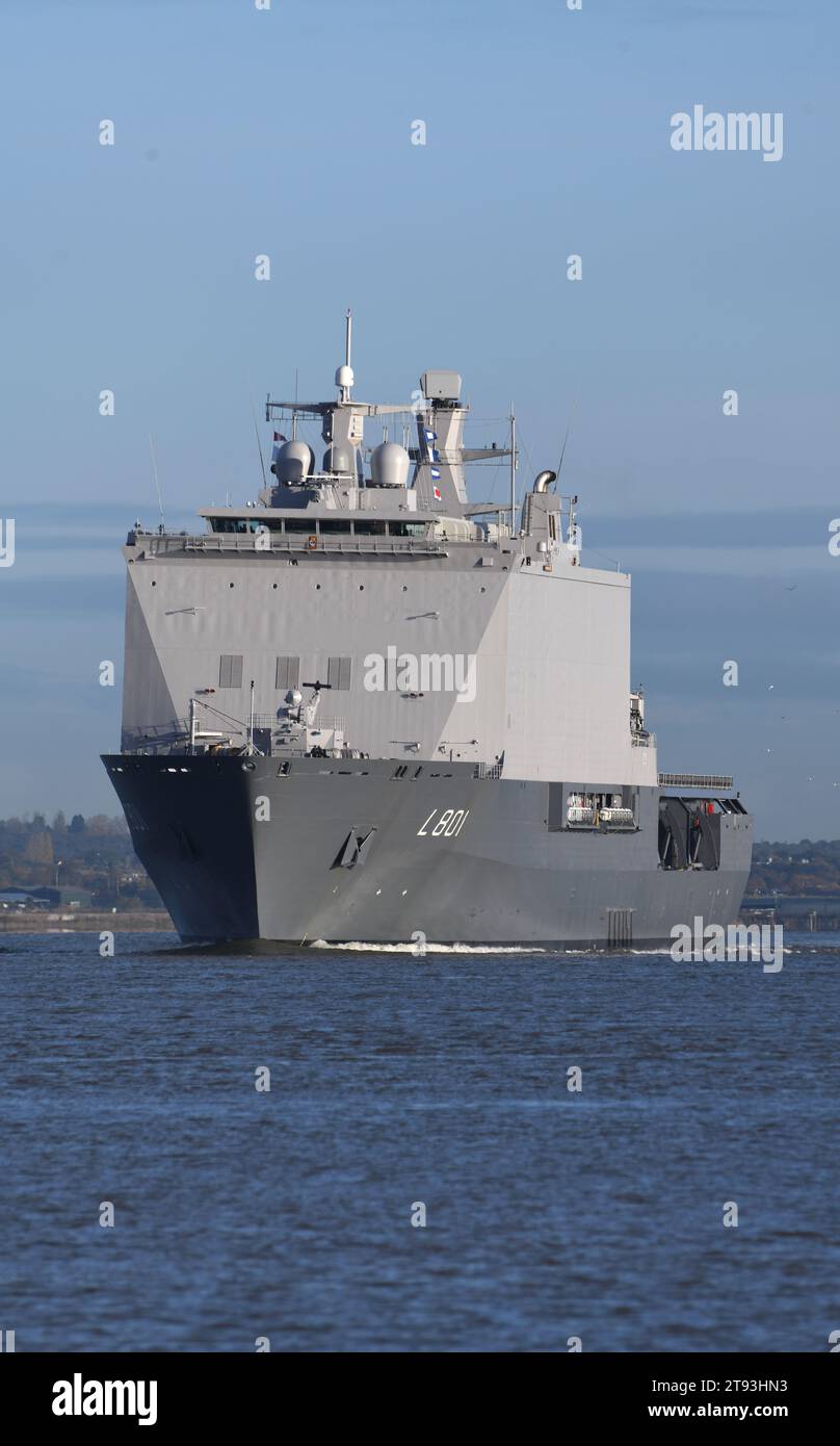Royal Netherlands Navy warship HNLMS Johan de Witt is pictured inbound for a weekend stay at ...