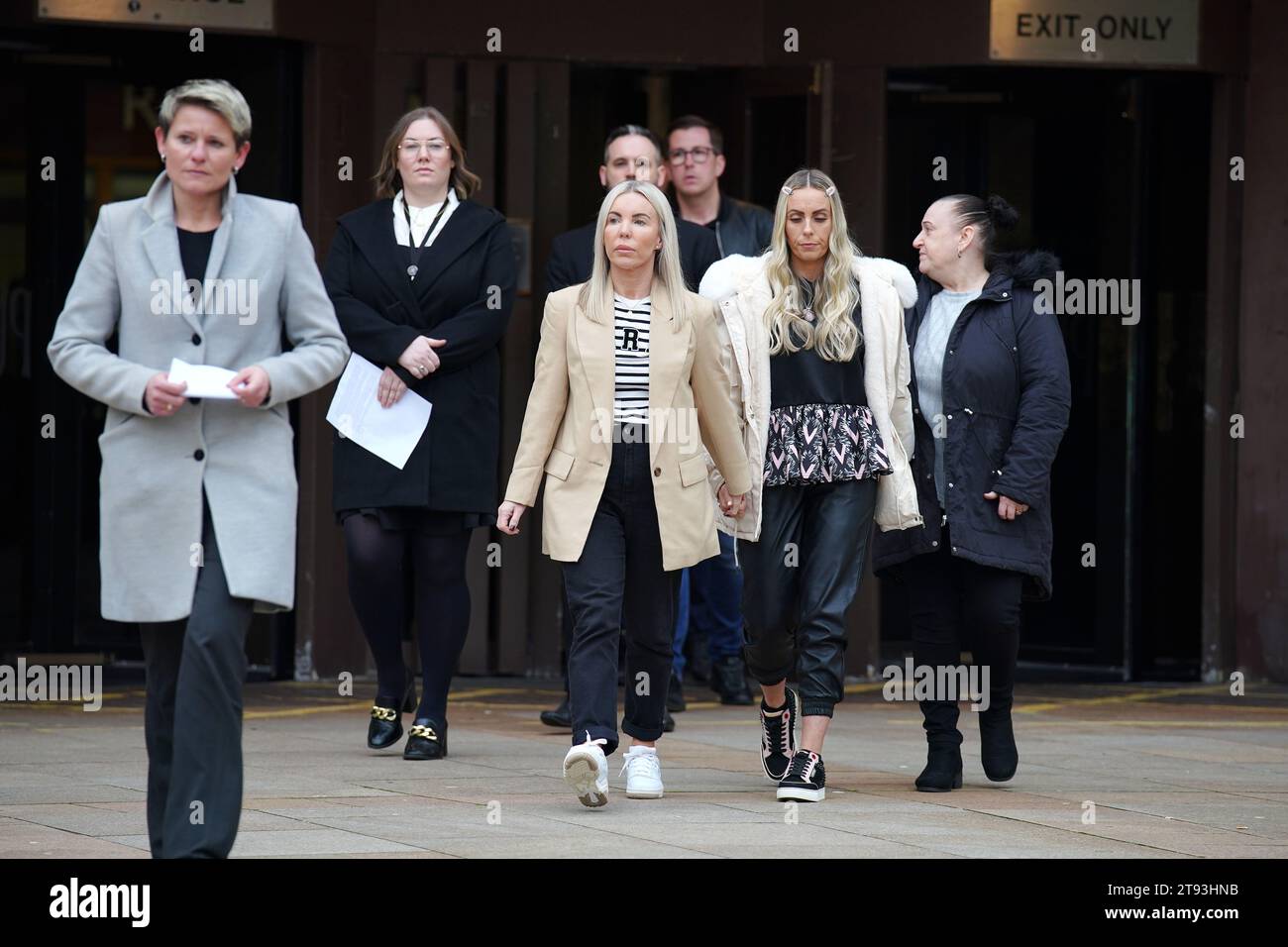 Ashley Dales' mother Julie Dale (centre) leaves Liverpool Crown Court ...