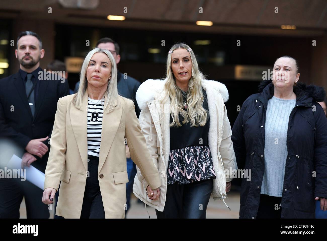 Ashley Dales' mother Julie Dale (left) leaves Liverpool Crown Court ...