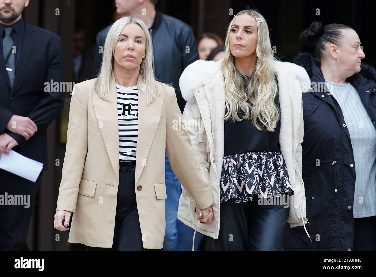 Ashley Dales' mother Julie Dale (left) leaves Liverpool Crown Court ...