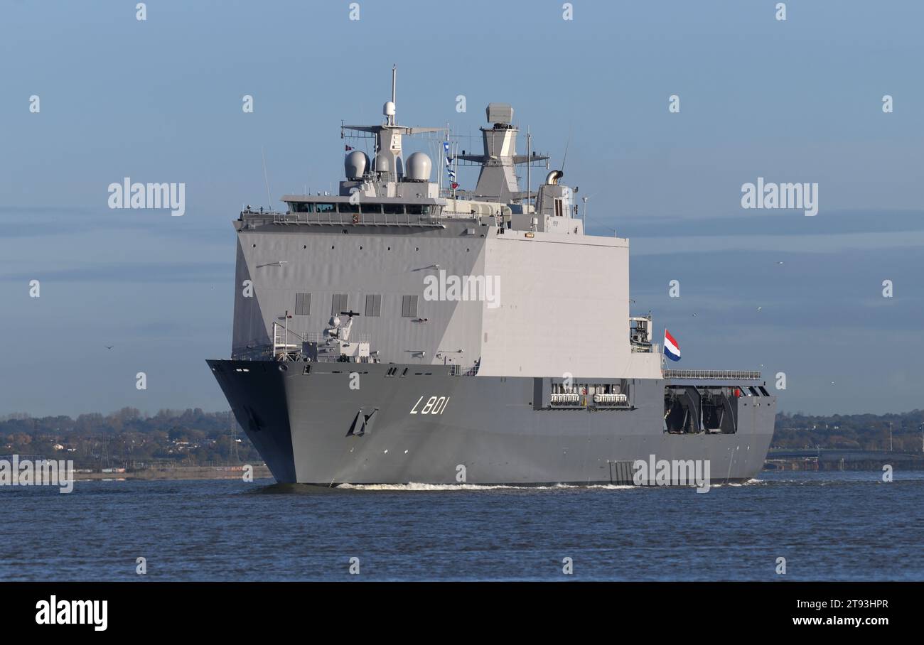 Royal Netherlands Navy warship HNLMS Johan de Witt is pictured inbound ...