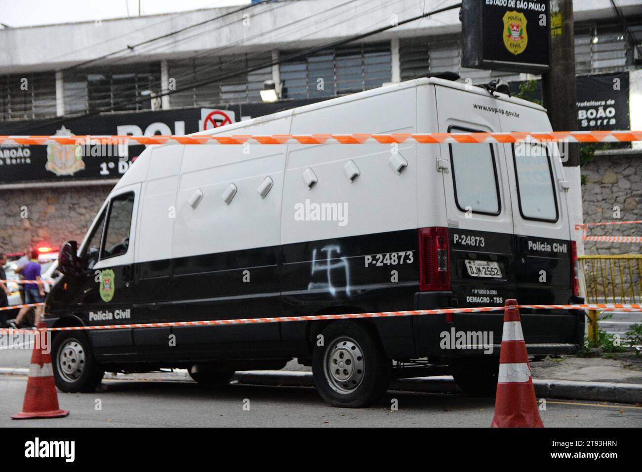 Police car spray-painted with Nazi swastika in Sao Paulo, Brazil Stock ...