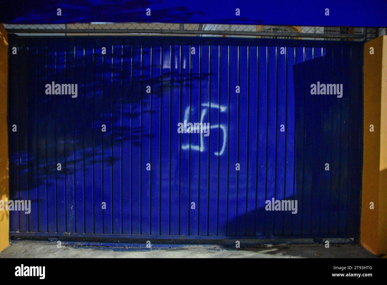 Police car spray-painted with Nazi swastika in Sao Paulo, Brazil Stock ...