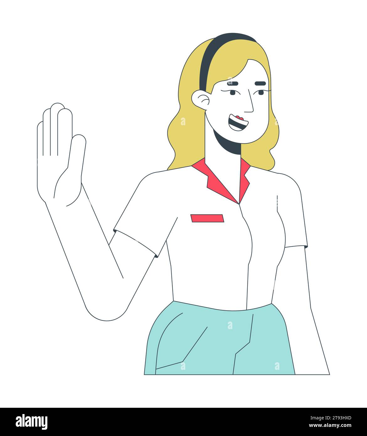 Blonde caucasian employee gen z 2D linear cartoon character Stock ...