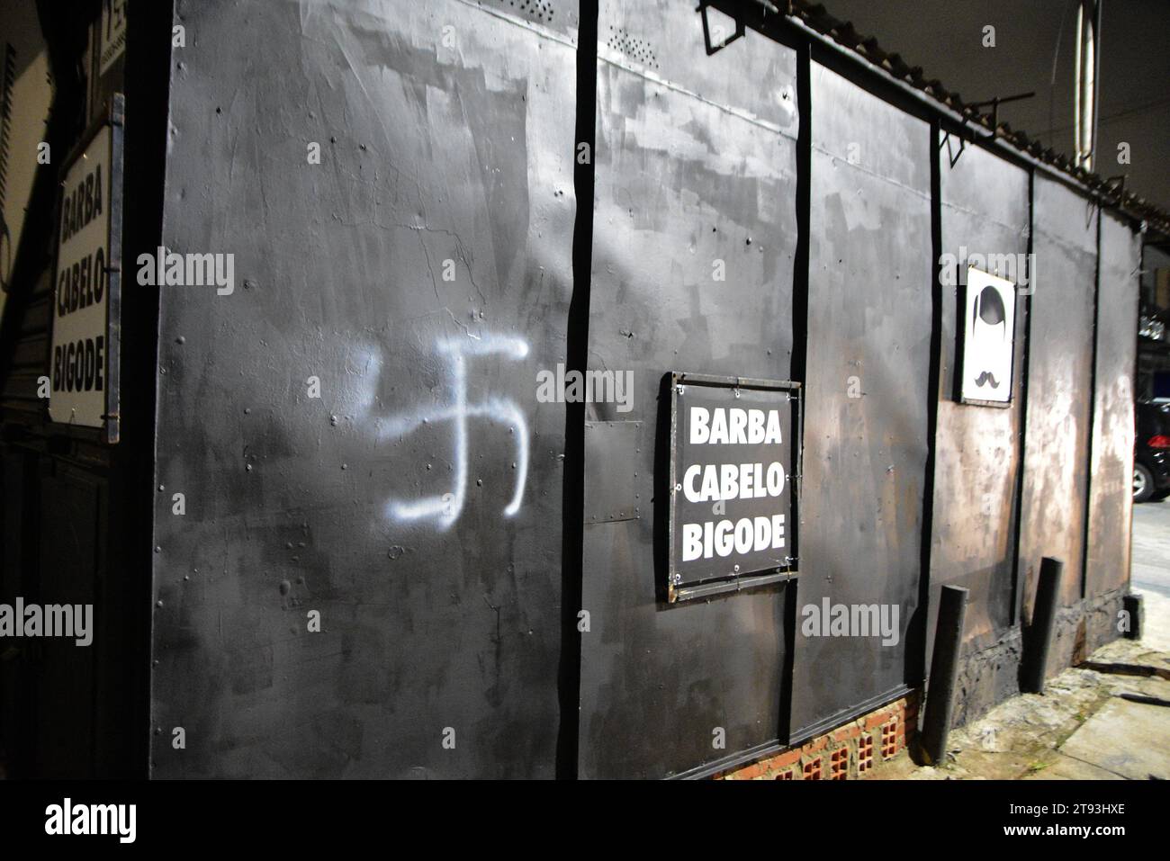 Police car spray-painted with Nazi swastika in Sao Paulo, Brazil Stock ...