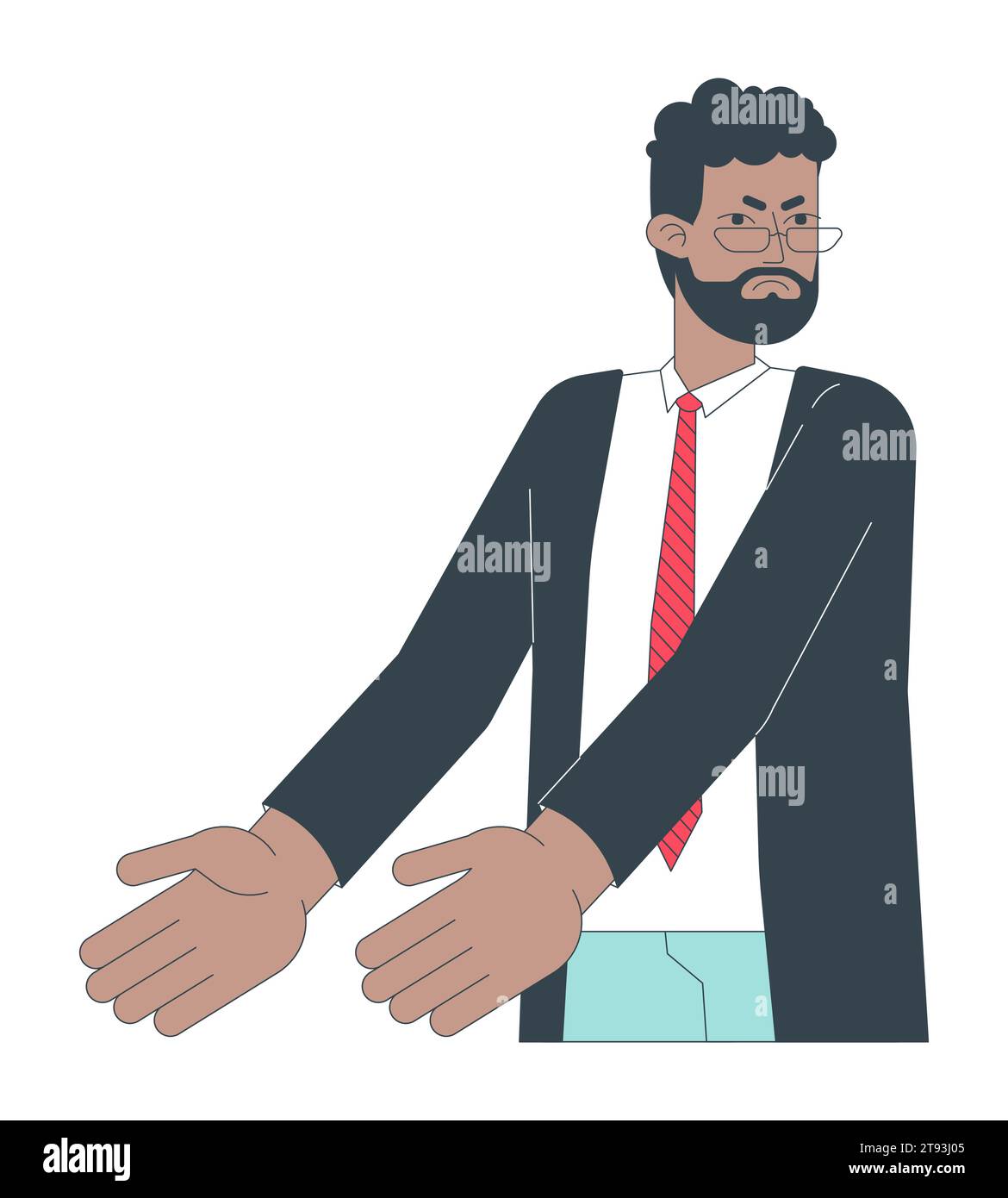 Black bearded boss arguing gesturing 2D linear cartoon character Stock ...