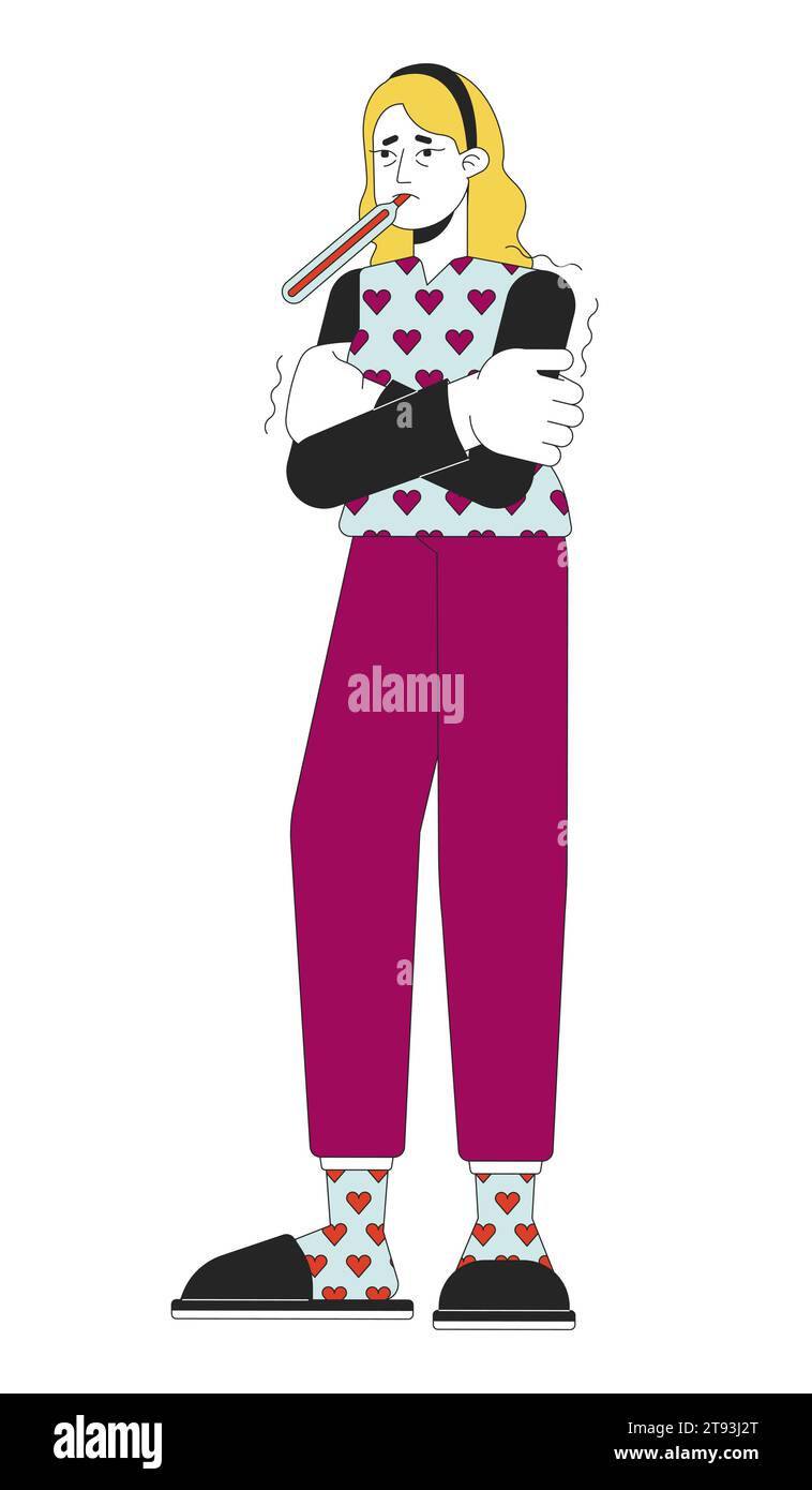 Woman cartoon fever thermometer Stock Vector Images - Alamy