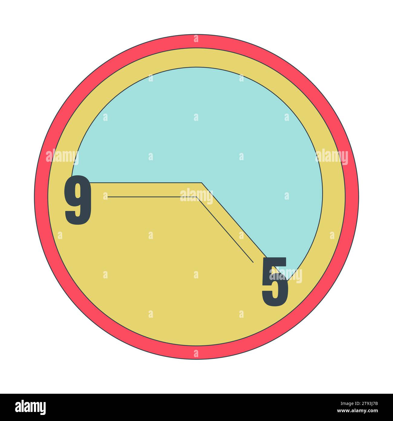 Working hours 9 to 5 clock 2D linear cartoon object Stock Vector Image ...