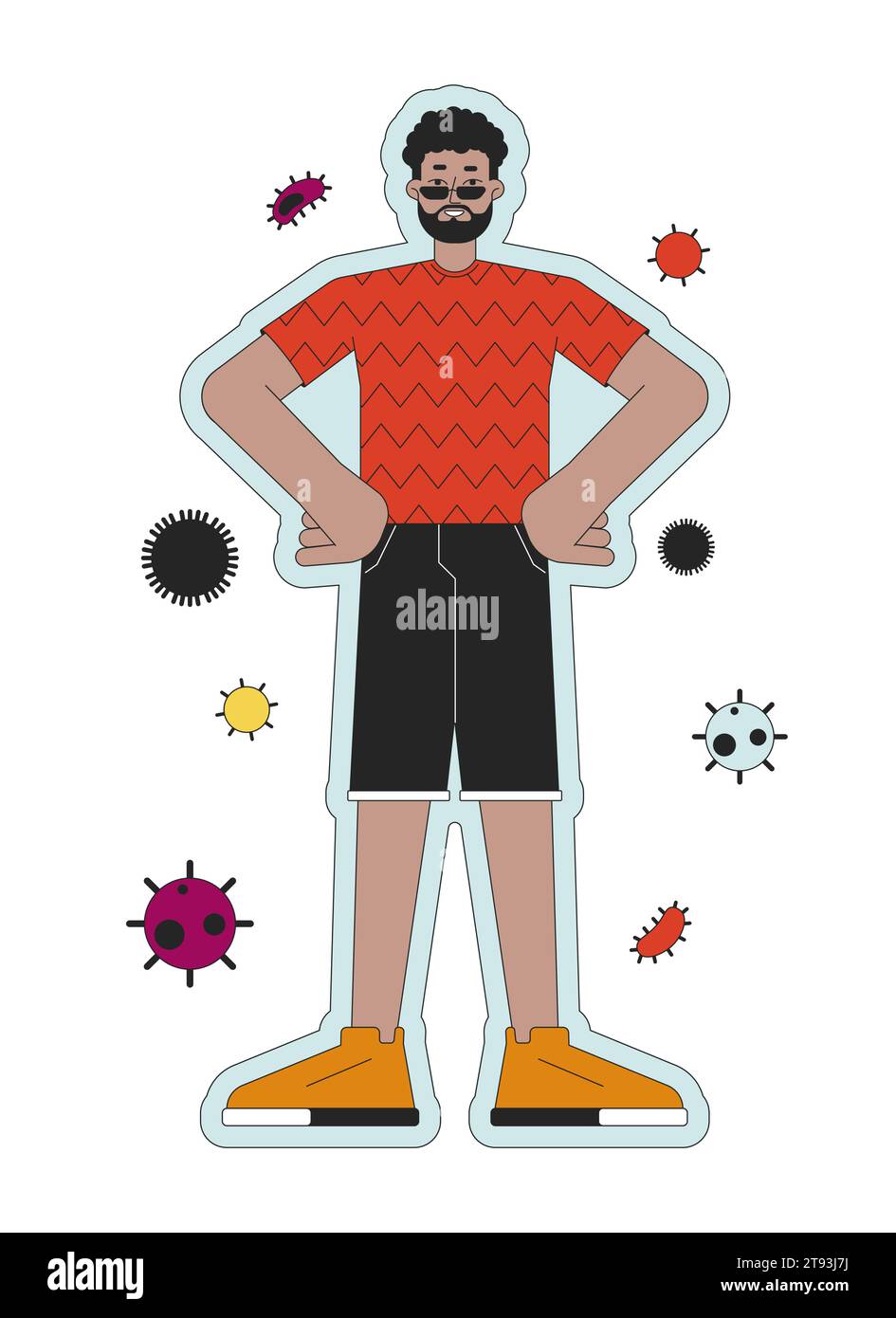 Boosting Immune System 2d Linear Illustration Concept Stock Vector