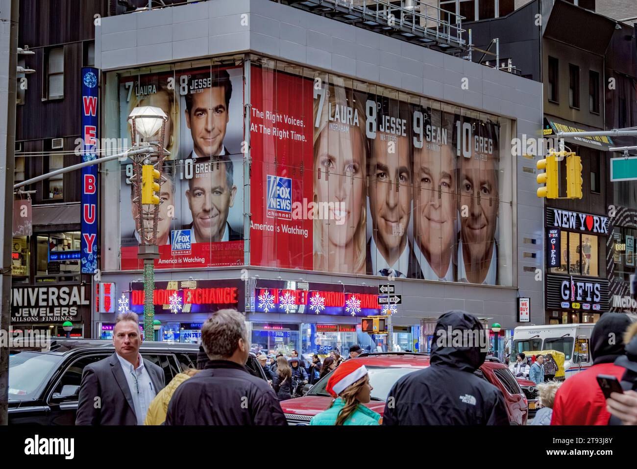 A billboard depicting the lineup of Fox News anchors. (Photo by Erik ...