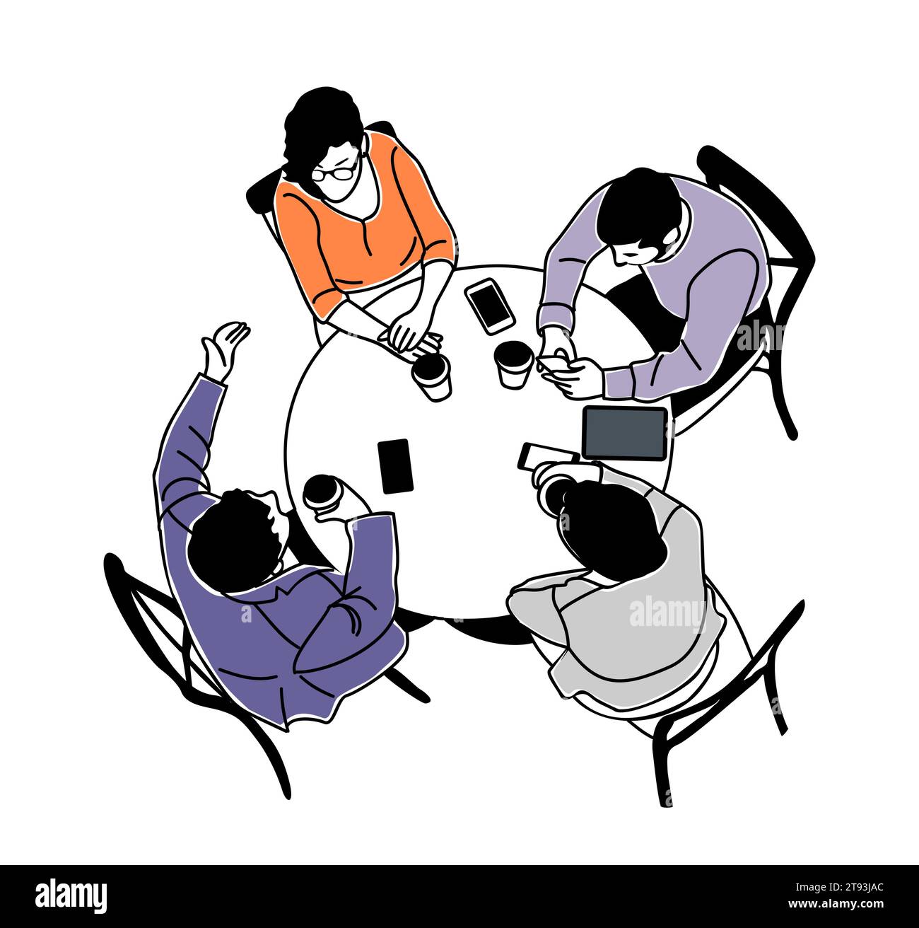 Coworkers coffee break vector hand drawn isolated Stock Vector Image ...