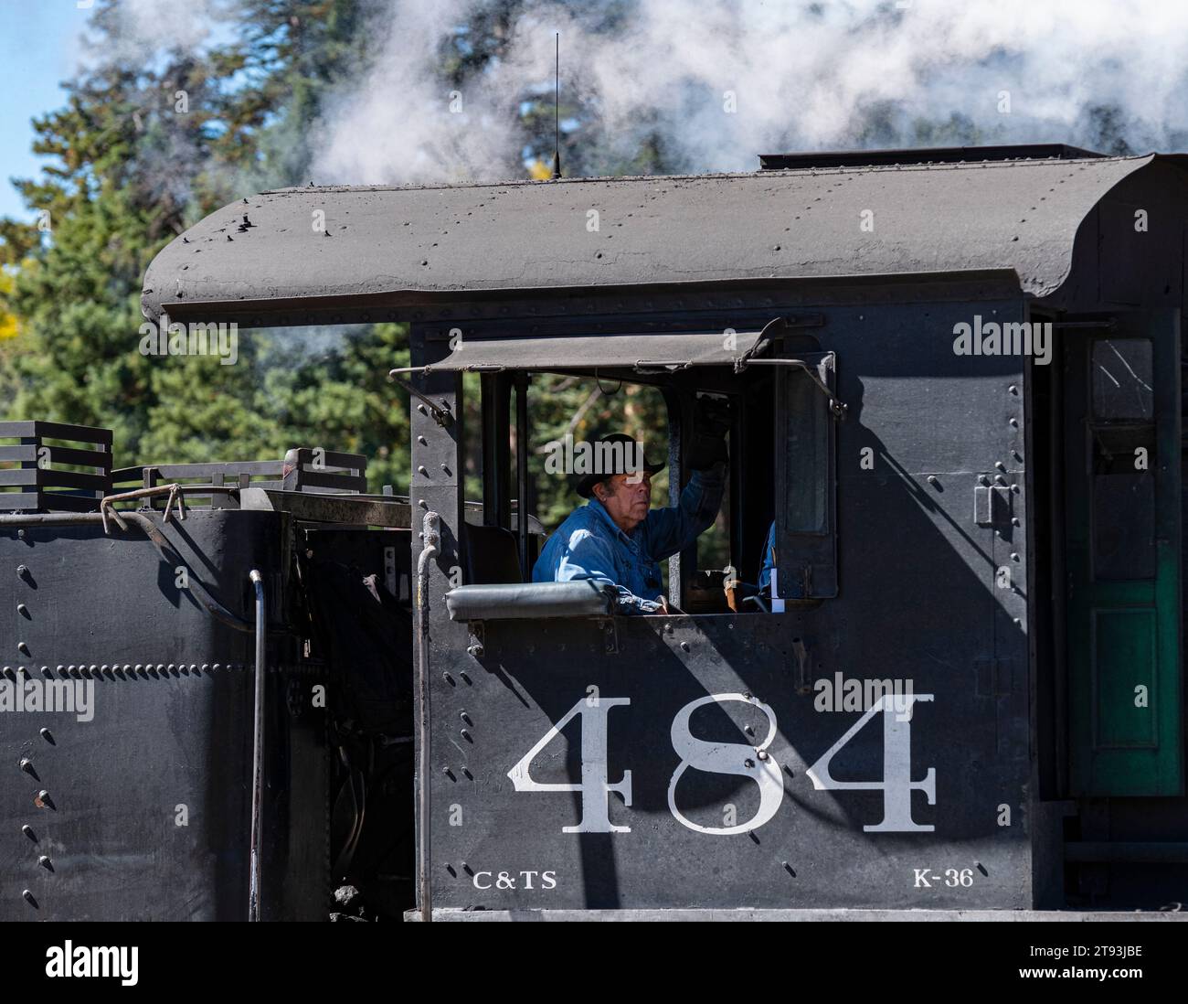 The engineer runs Engine 484 on the Cumbres & Toltec Scenic Railroad ...