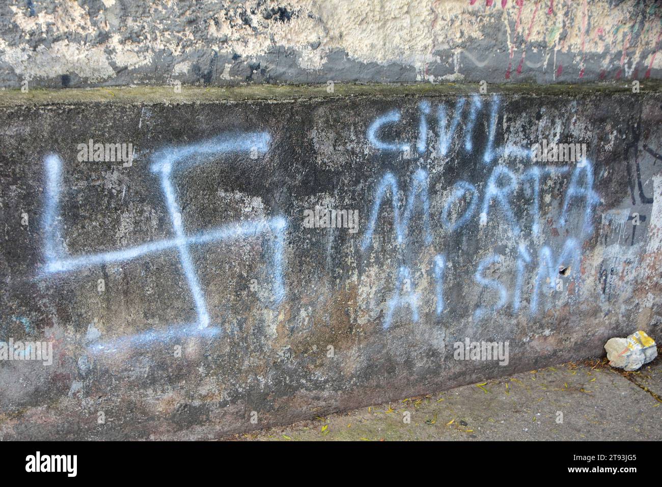 Police car spray-painted with Nazi swastika in Sao Paulo, Brazil Stock ...