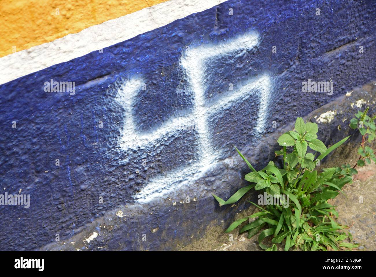 Police car spray-painted with Nazi swastika in Sao Paulo, Brazil Stock ...
