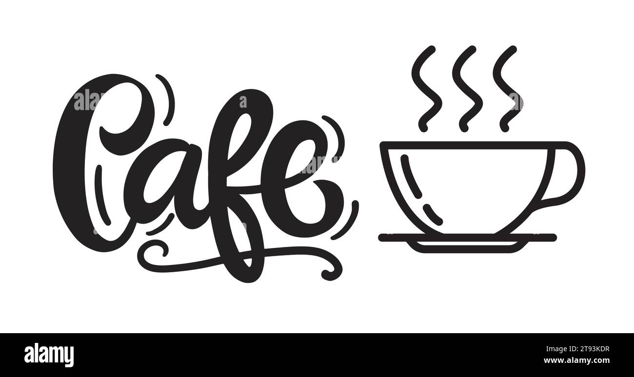 Cafe vector logo badge hand written lettering Stock Vector Image & Art ...