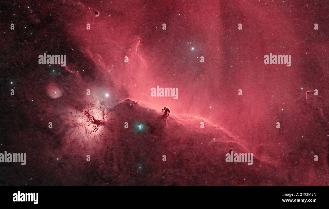 Immerse yourself in the ethereal beauty of the Horsehead Nebula and Flame Nebula Stock Photo - Alamy