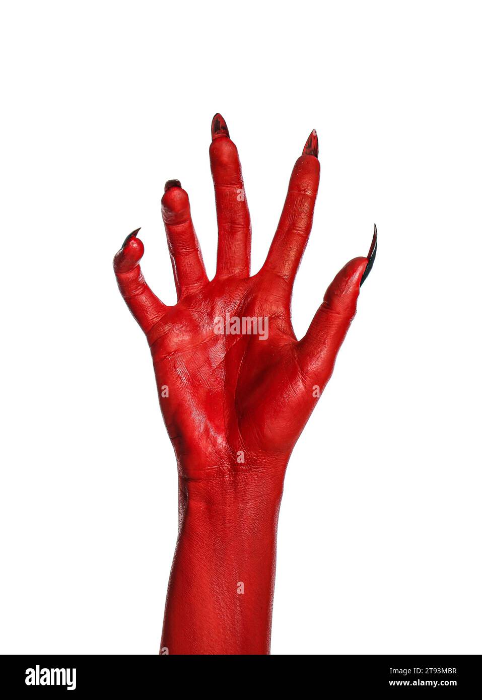 Scary monster on white background, closeup of hand. Halloween character ...