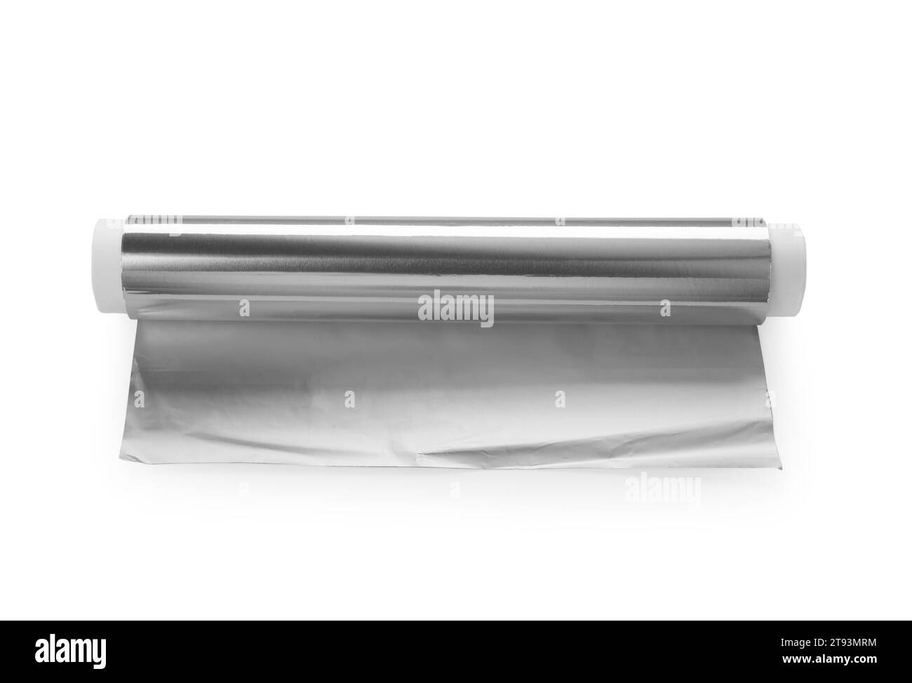 One roll of aluminum foil isolated on white Stock Photo - Alamy