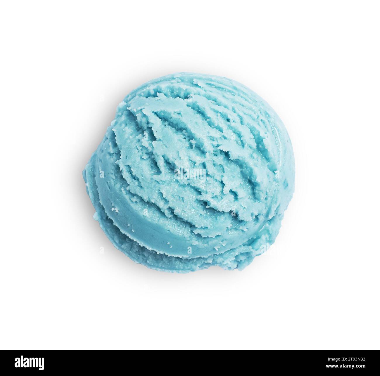 Scoop of tasty light blue ice cream isolated on white, top view Stock ...