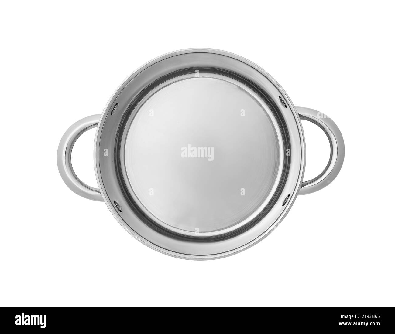 One steel pot isolated on white, top view Stock Photo - Alamy