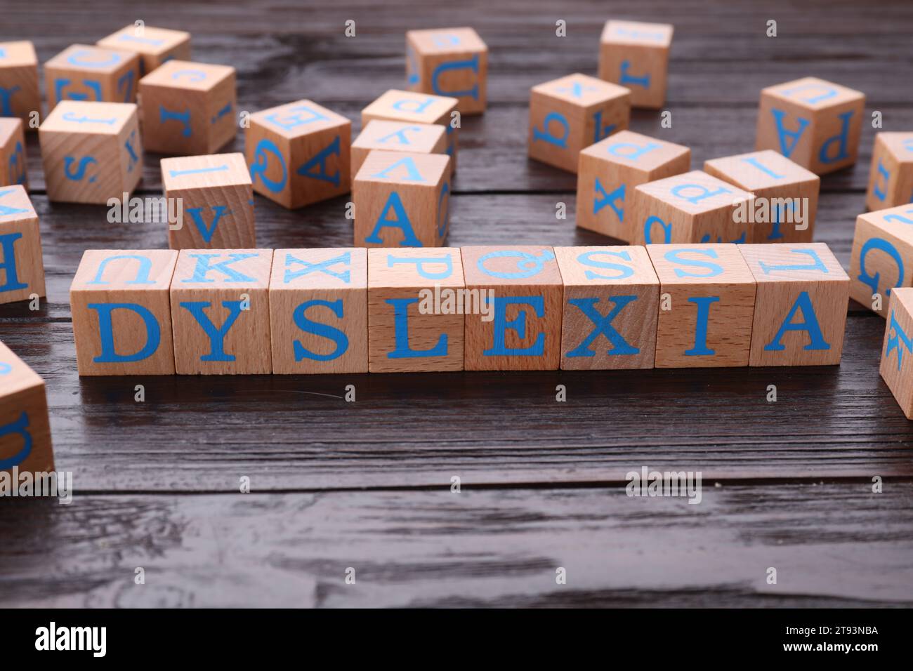 Wooden cubes word dyslexia hi-res stock photography and images - Alamy