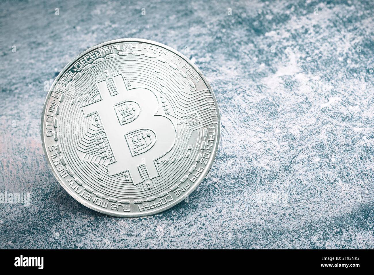 Bitcoin cryptocurrency metal coin, decentralized international currency ...