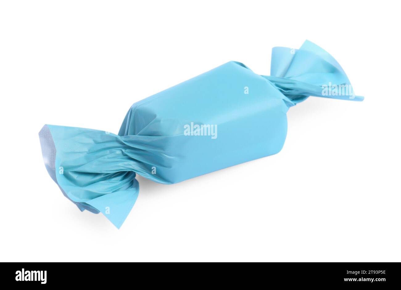Tasty candy in light blue wrapper isolated on white Stock Photo - Alamy